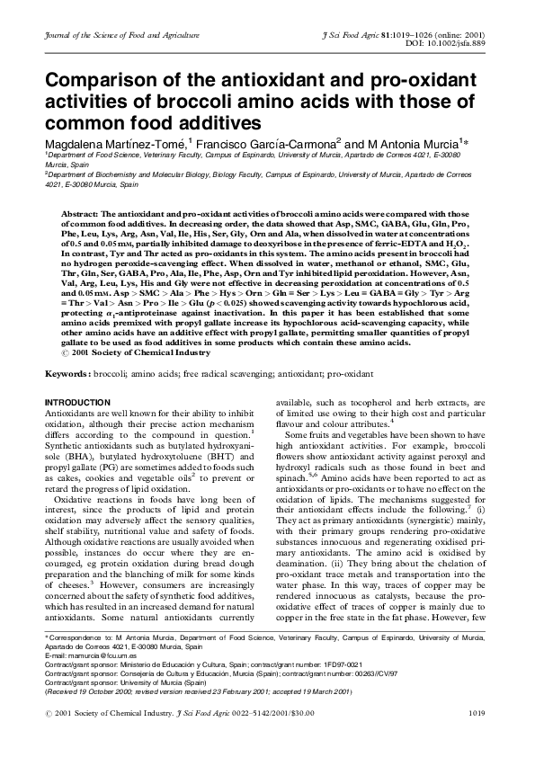 (PDF) Comparison of the antioxidant and pro-oxidant activities of ...