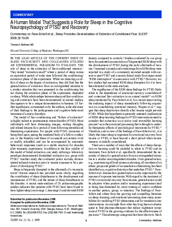 (PDF) A Human Model That Suggests a Role for Sleep in the Cognitive ...