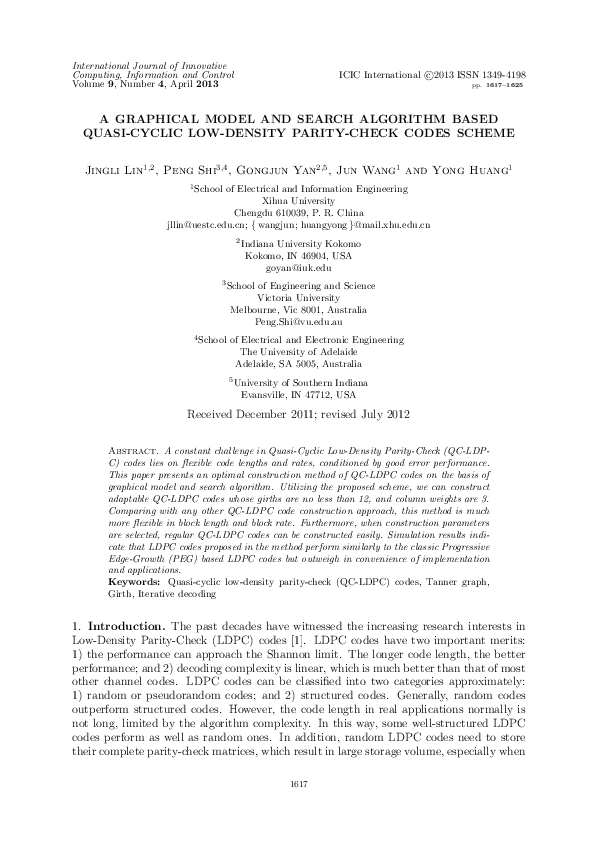 Pdf A Graphical Model And Search Algorithm Based Quasi Cyclic Low Density Parity Check Codes