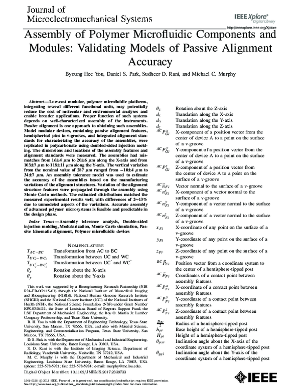 (PDF) Assembly of Polymer Microfluidic Components and Modules ...