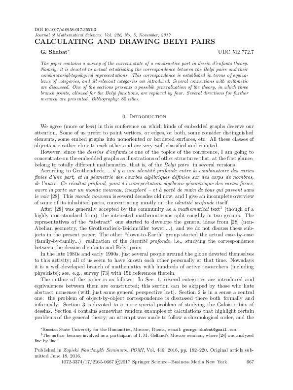 (PDF) Calculating and Drawing Belyi Pairs