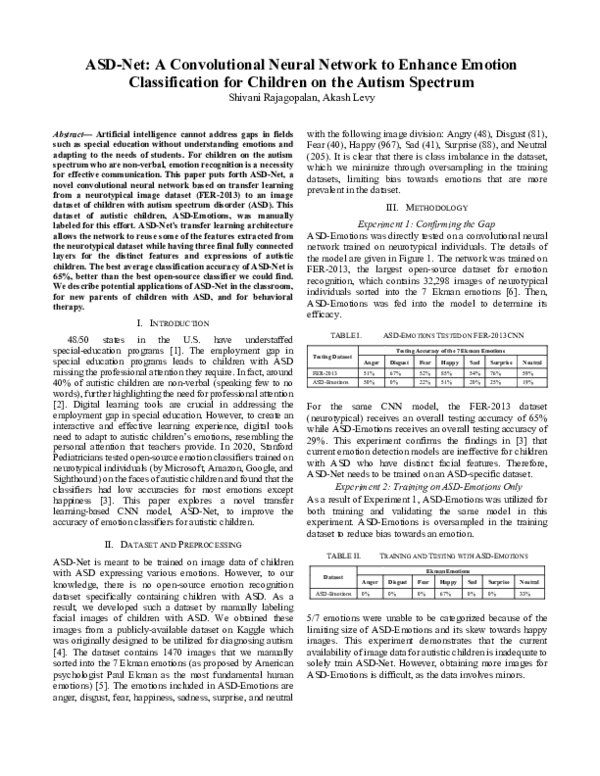(PDF) ASD-Net: A Convolutional Neural Network to Enhance Emotion Classification for Children on ...