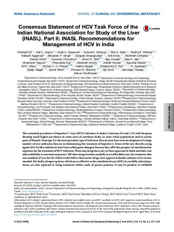 (PDF) Consensus Statement of HCV Task Force of the Indian National ...