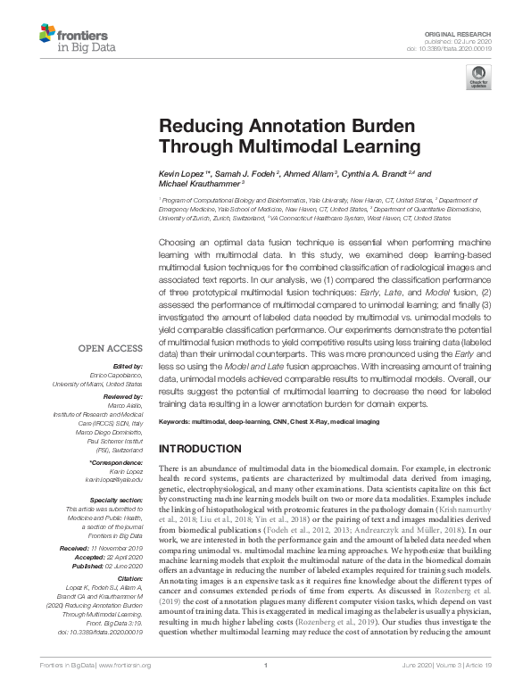 Pdf Reducing Annotation Burden Through Multimodal Learning