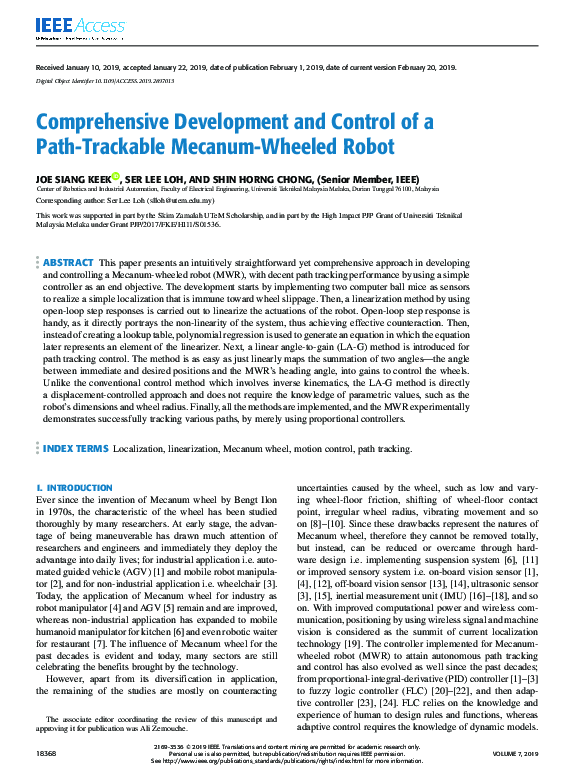 (PDF) Comprehensive Development and Control of a Path-Trackable Mecanum-Wheeled Robot