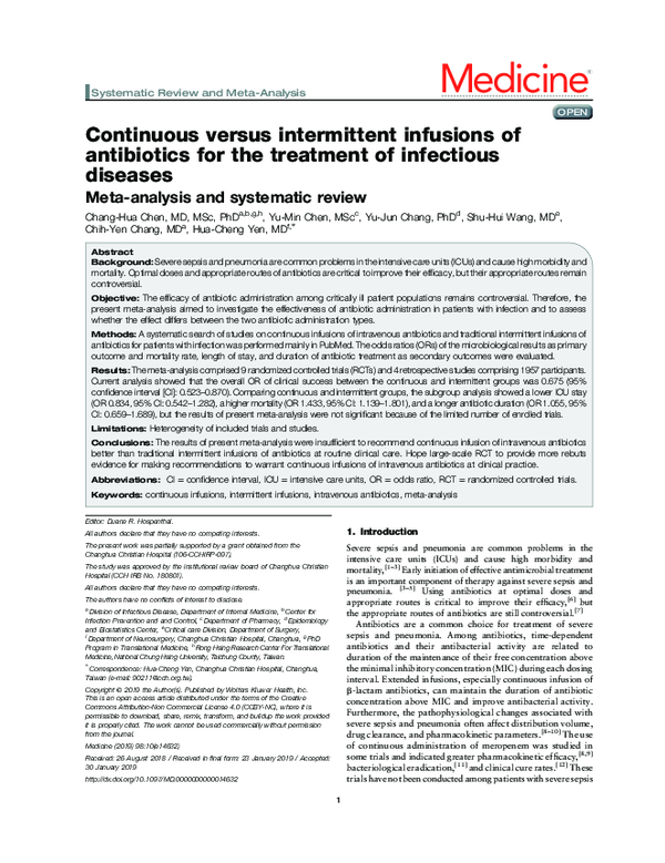 (PDF) Continuous versus intermittent infusions of antibiotics for the ...