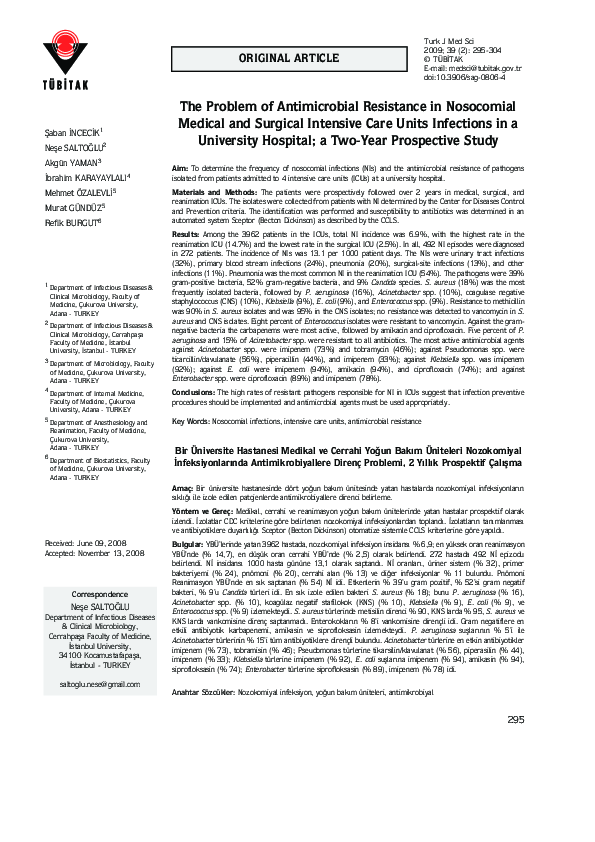 (PDF) A 10-year prospective surveillance of nosocomial infections in ...