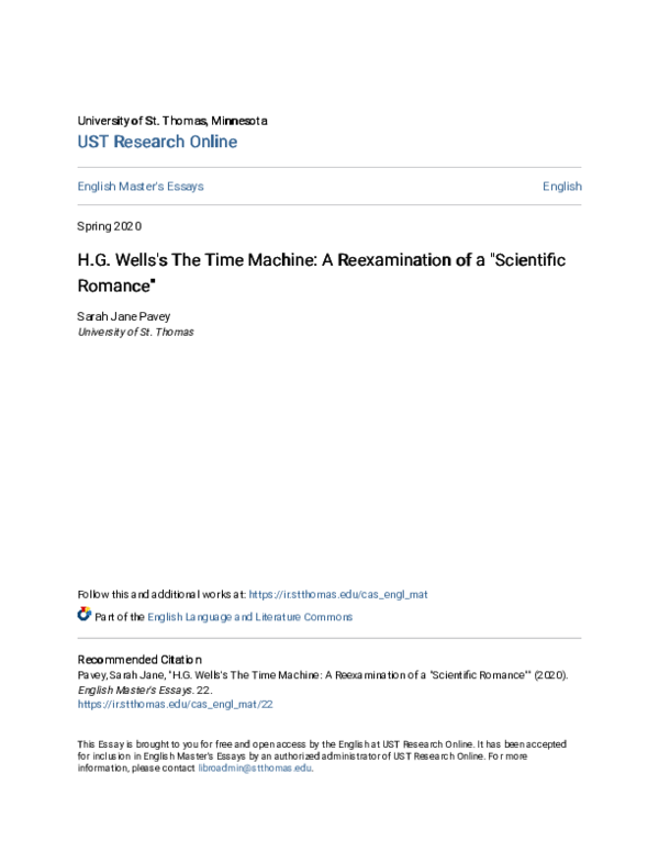 (PDF) H.G. Wells\u27s The Time Machine: A Reexamination of a Scientific ...