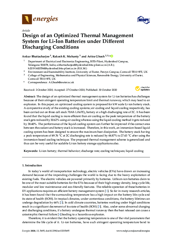 (PDF) Design of an Optimized Thermal Management System for Li-Ion ...