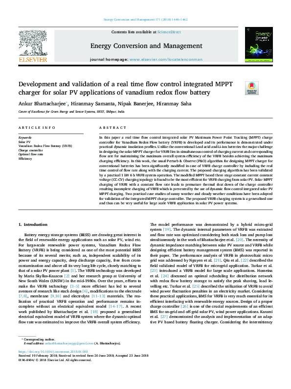 (PDF) Development and validation of a real time flow control integrated MPPT charger for solar ...