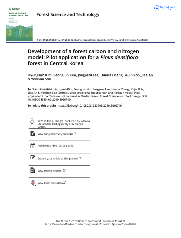 (PDF) Development of a forest carbon and nitrogen model: Pilot ...