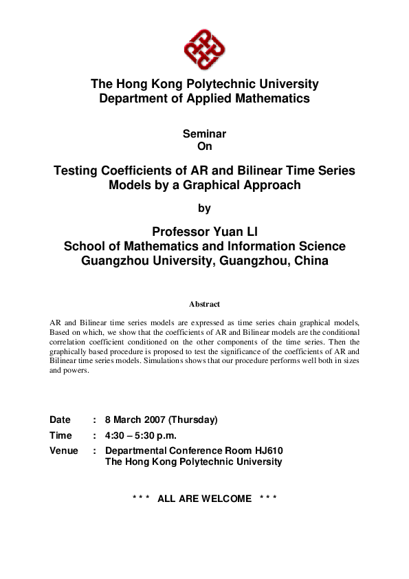 Pdf Testing Coefficients Of Ar And Bilinear Time Series Models By A Graphical Approach