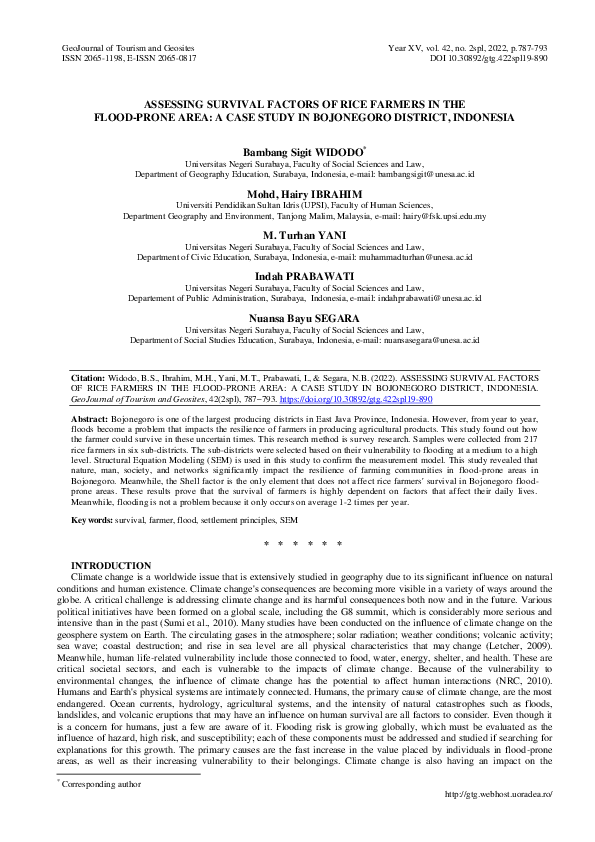 (PDF) Assessing Survival Factors of Rice Farmers in the Flood-Prone Area: A Case Study in ...