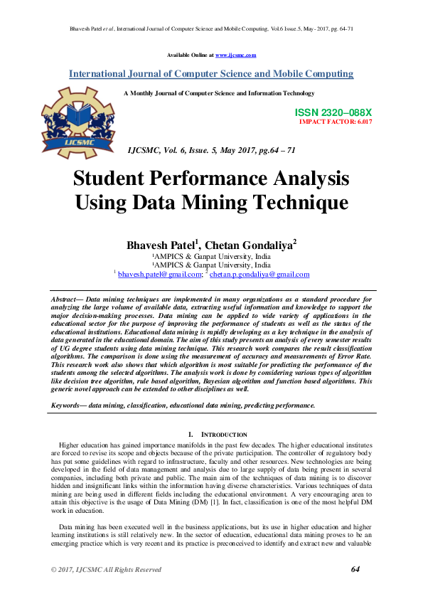 (PDF) Data Mining for Analyzing Student Performance (PDF) Data Mining for Analyzing Student Performance