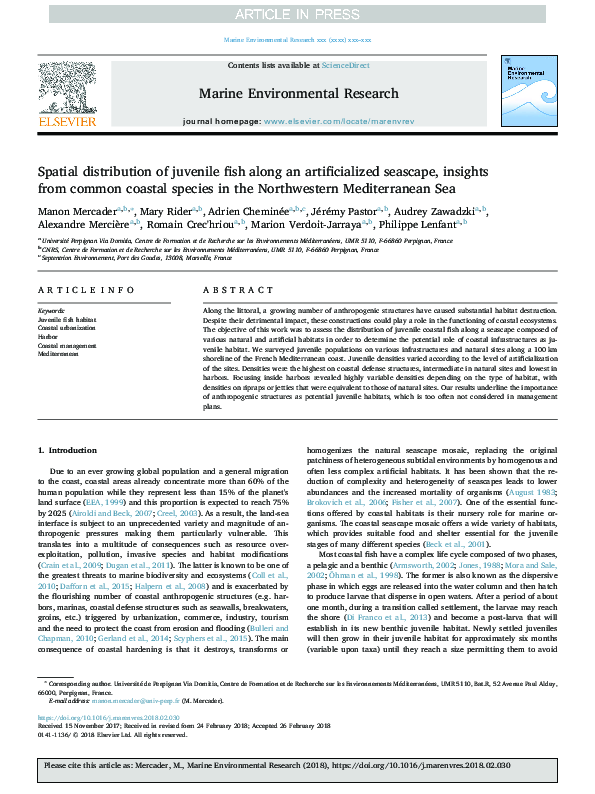 (PDF) Spatial distribution of juvenile fish along an artificialized ...