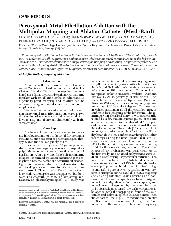 (PDF) Paroxysmal Atrial Fibrillation Ablation with the Multipolar ...