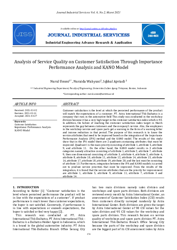 (PDF) Analysis of Service Quality on Customer Satisfaction Through ...