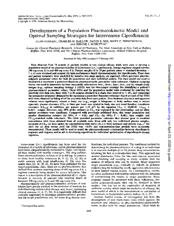 (PDF) Development of a population pharmacokinetic model and optimal sampling strategies for ...