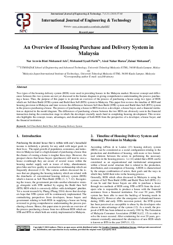 (PDF) An Overview of Housing Purchase and Delivery System in Malaysia | Zainai Mohamed ...
