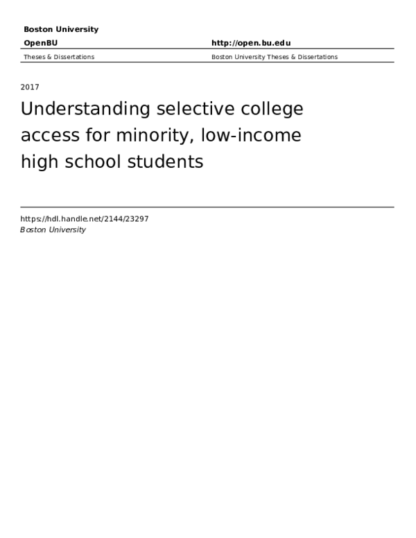 (PDF) Understanding selective college access for minority, low-income ...