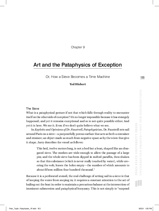 (PDF) Art and the Pataphysics of Exception: Or, How a Sieve Becomes a ...