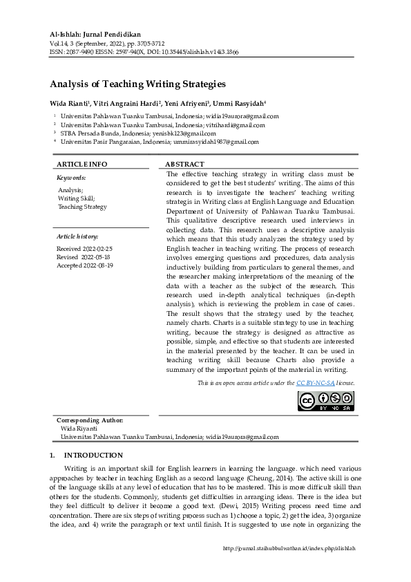 (PDF) Analysis of Teaching Writing Strategies
