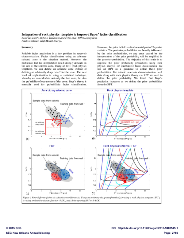 Pdf Integration Of Rock Physics Template To Improve Bayes Facies Classification