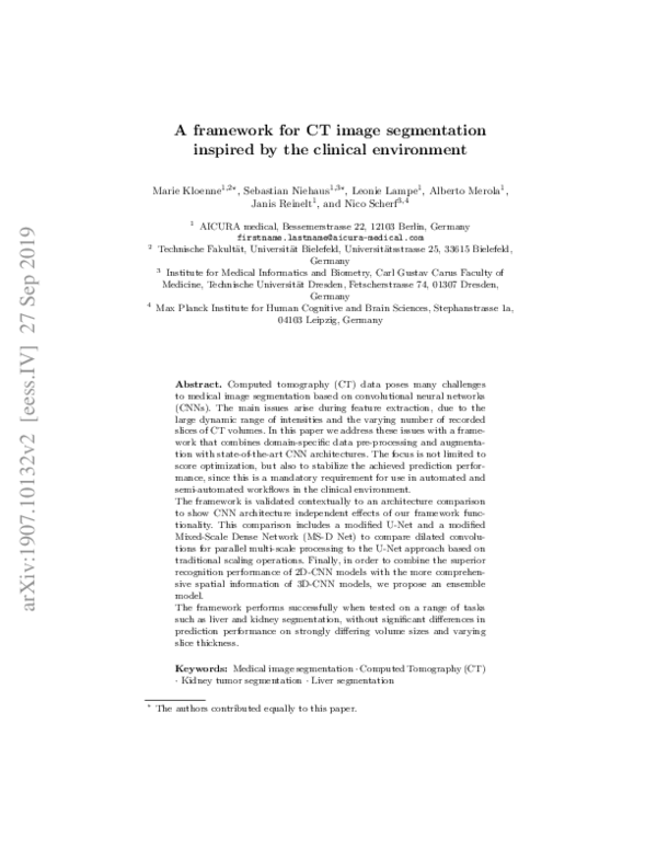 Pdf A Framework For Ct Image Segmentation Inspired By The Clinical