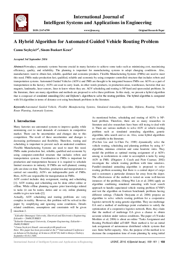 (PDF) A Hybrid Algorithm for Automated Guided Vehicle Routing Problem