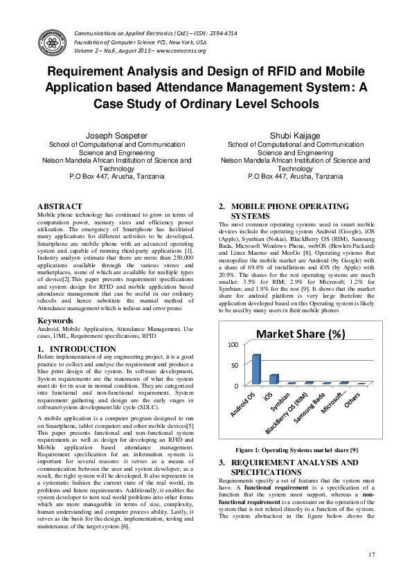 (PDF) Requirement Analysis and Design of RFID and Mobile Application ...