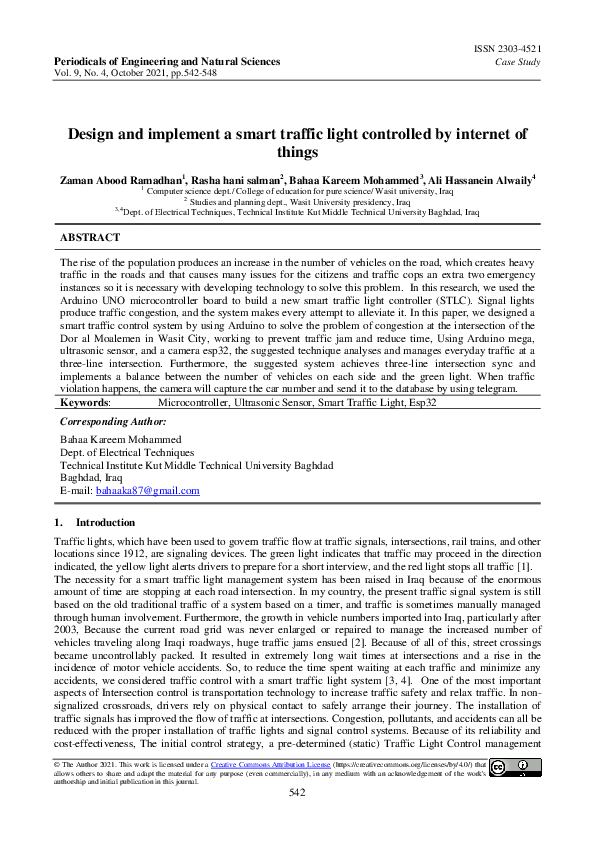 (PDF) Design and implement a smart traffic light controlled by internet ...