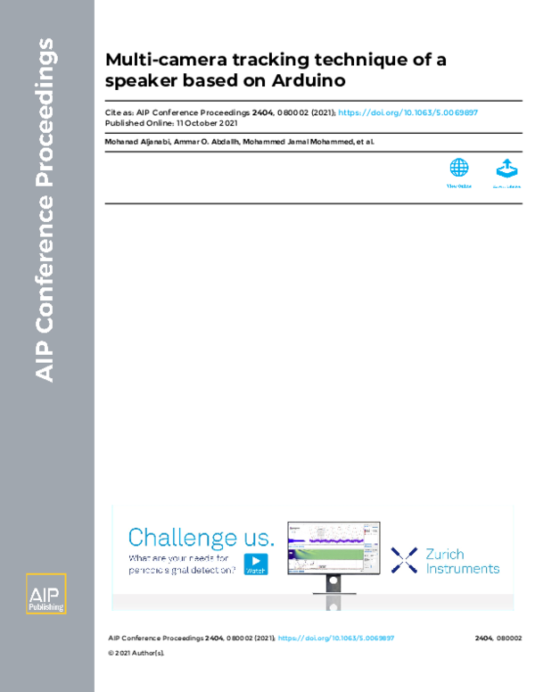 (PDF) Multi-camera tracking technique of a speaker based on Arduino