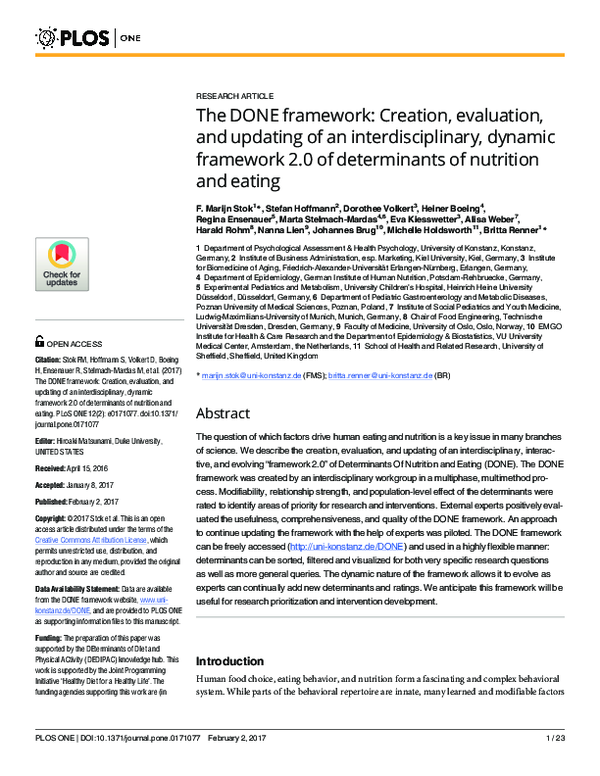 Pdf The Done Framework Creation Evaluation And Updating Of An Interdisciplinary Dynamic