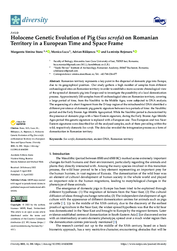 (PDF) Holocene Genetic Evolution of Pig (Sus scrofa) on Romanian ...