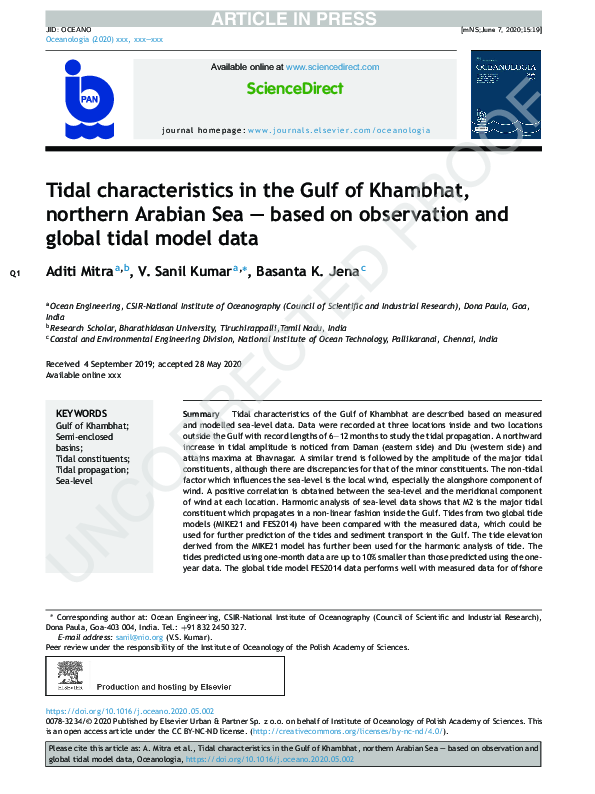 (PDF) Tidal characteristics in the Gulf of Khambhat, northern Arabian Sea – based on observation ...
