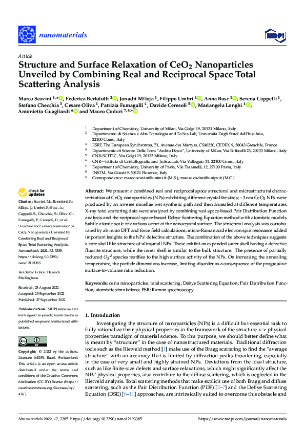 (PDF) Structure and Surface Relaxation of CeO2 Nanoparticles Unveiled ...