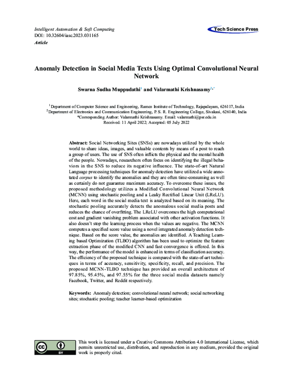 (PDF) Anomaly Detection in Social Media Texts Using Optimal ...