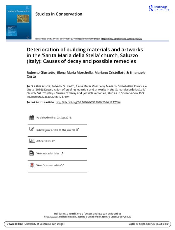 (PDF) Deterioration of building materials and artworks in the ‘Santa ...