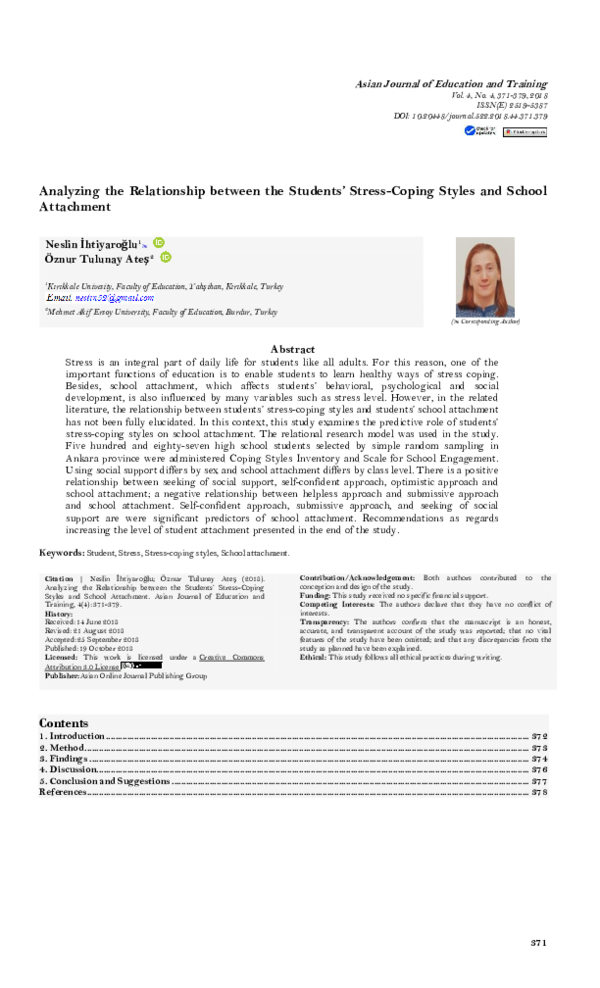 (PDF) Analyzing the Relationship between the Students’ Stress-Coping ...