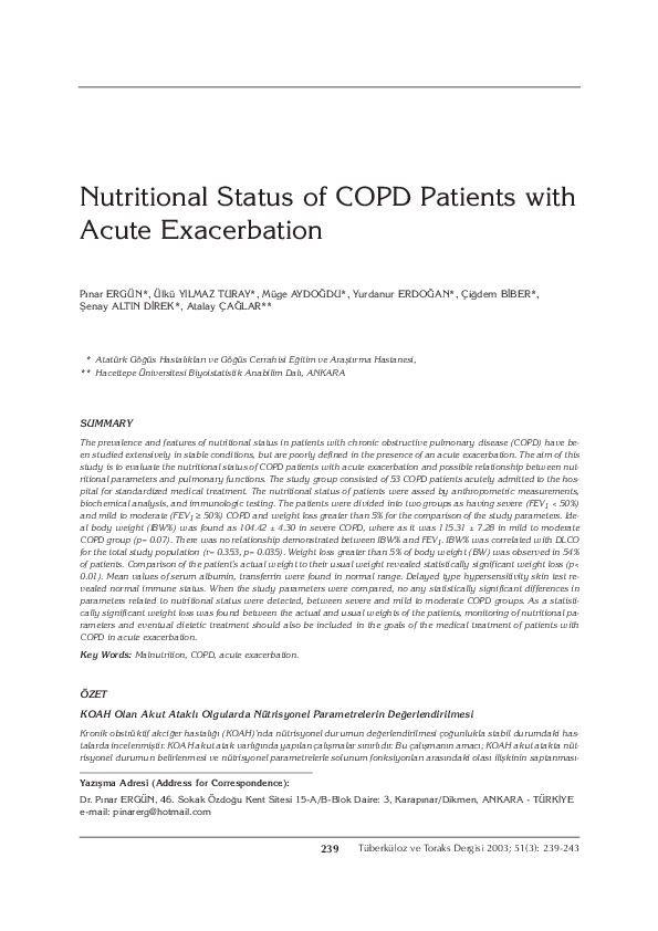 (PDF) Nutritional status of COPD patients with acute exacerbation