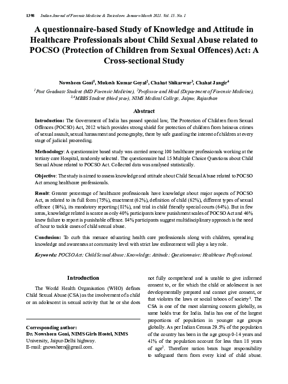 (PDF) A questionnaire-based Study of Knowledge and Attitude in ...