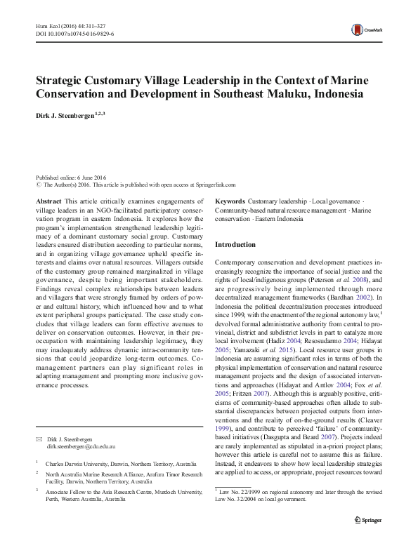 (PDF) Strategic Customary Village Leadership in the Context of Marine ...