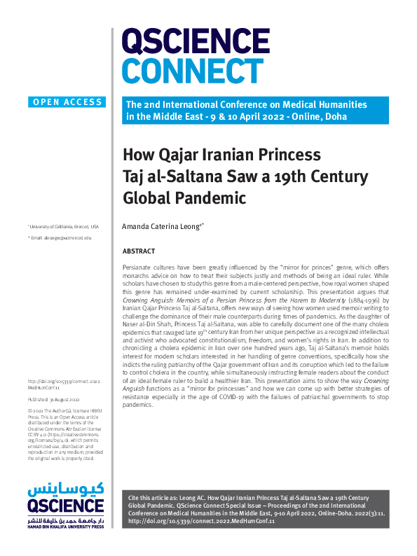 (PDF) How Qajar Iranian Princess Taj al-Saltana Saw a 19th Century ...