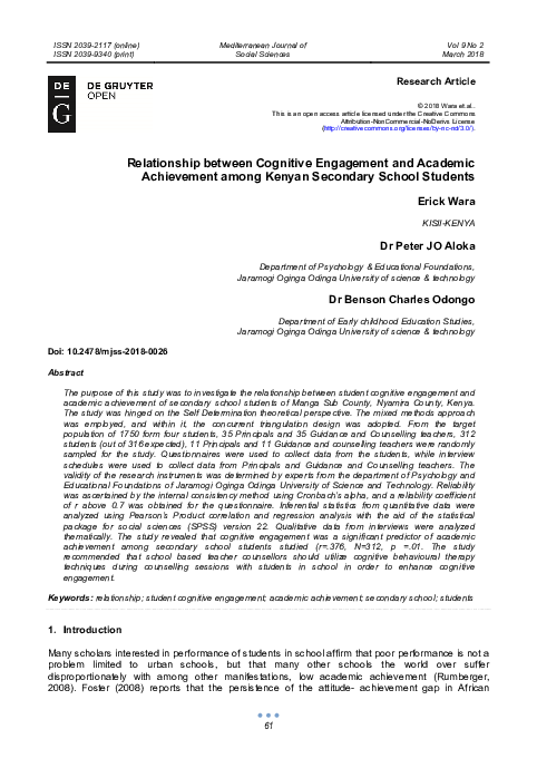 (PDF) Relationship between Cognitive Engagement and Academic ...