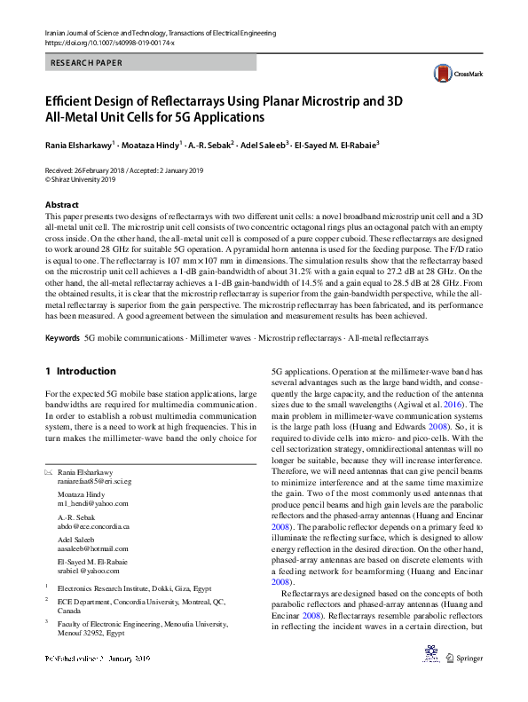 (PDF) Efficient Design of Reflectarrays Using Planar Microstrip and 3D ...