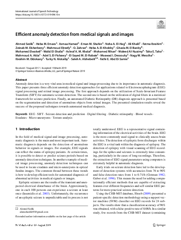 (PDF) Efficient anomaly detection from medical signals and images (PDF) Efficient anomaly detection from medical signals and images