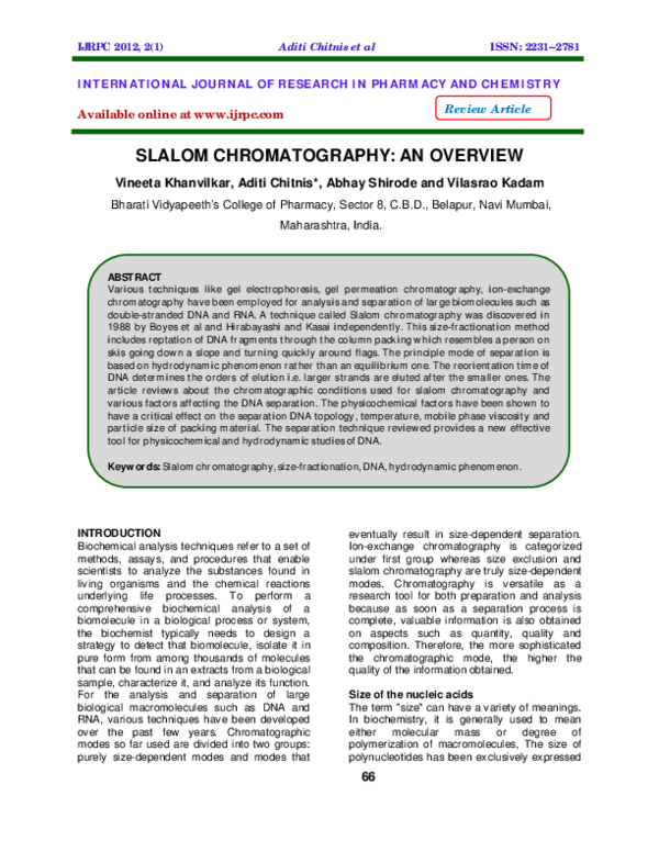 (PDF) Slalom Chromatography: An Overview
