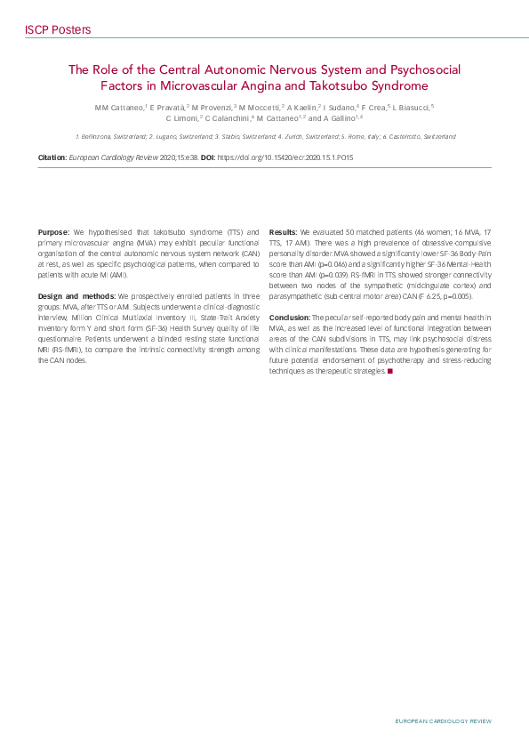 (PDF) The Role of the Central Autonomic Nervous System and Psychosocial ...