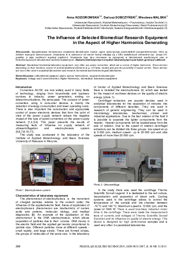 (PDF) The Influence of Selected Biomedical Research Equipment in the ...