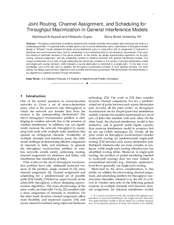(PDF) Joint Routing, Channel Assignment, and Scheduling for Throughput Maximization in General ...